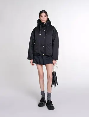 Maje Padded Jacket With Hood And Drawstring Waist