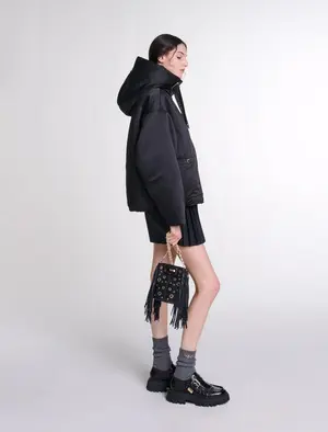 Maje Padded Jacket With Hood And Drawstring Waist