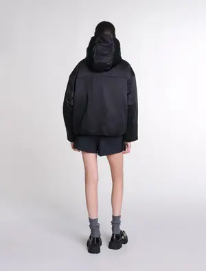 Maje Padded Jacket With Hood And Drawstring Waist