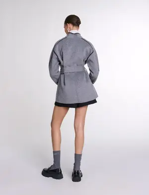 Maje Wool Cropped Coat