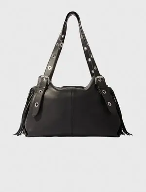 Maje Miss M Xl Leather Bag - Black
