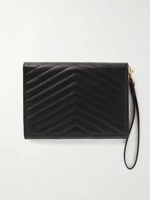 Saint Laurent Monogramme Textured-leather Pouch