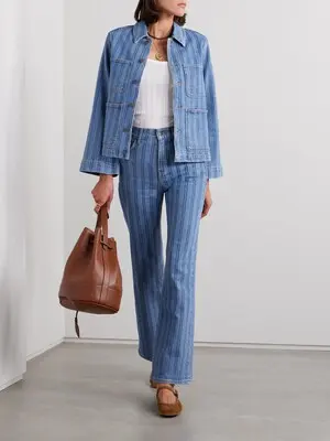 Veronica Beard Dahl Striped Denim Chore Jacket