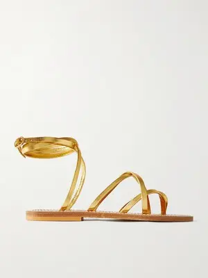 K.JACQUES Zenobie Metallic Leather Sandals - Gold