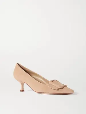 Manolo Blahnik Maysale 50 Buckled Suede Pumps