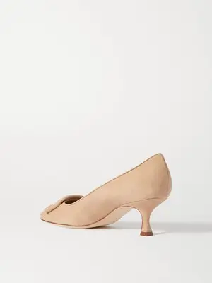 Manolo Blahnik Maysale 50 Buckled Suede Pumps