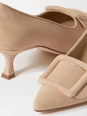 Manolo Blahnik Maysale 50 Buckled Suede Pumps