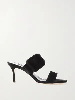 Manolo Blahnik Gable 70 Buckled Suede Mules - Black