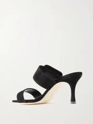 Manolo Blahnik Gable 70 Buckled Suede Mules - Black