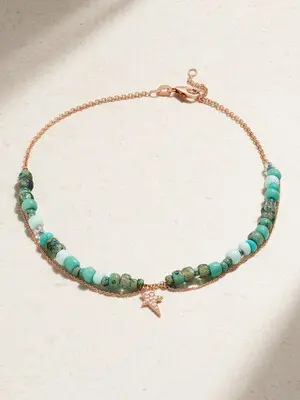 DIANE KORDAS Star Diamond, Turquoise And Enamel Anklet - Gold