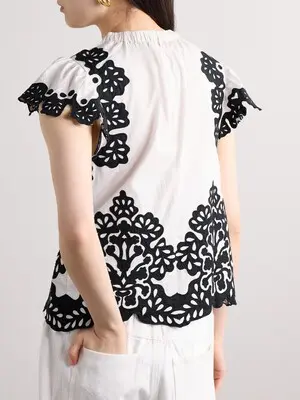 Sea Laila Appliquéd Cotton Top