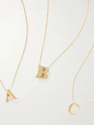 STONE AND STRAND Letterpress Initial 14-karat Necklace - Gold
