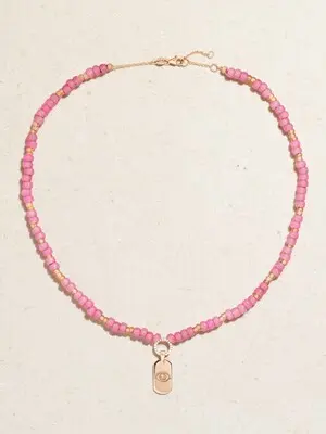 DIANE KORDAS Id 14-karat Rose Bead And Diamond Necklace - Gold