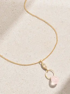 MELISSA JOY MANNING 14-karat Recycled Rose Quartz And Diamond Necklace - Gold