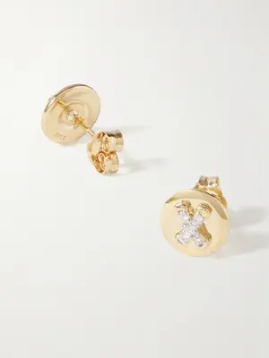 STONE AND STRAND Button 14-karat Diamond Stud Earrings