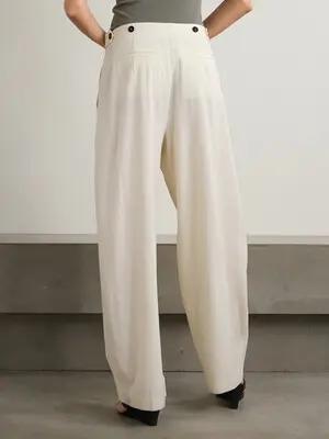 ST. AGNI Pleated Wool-blend Wide-leg Trousers