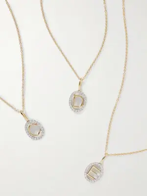 STONE AND STRAND Initial Diamond Necklace - Gold