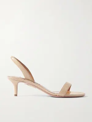 AQUAZZURA So Nude 50 Snake-effect Leather Slingback Sandals