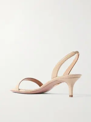 AQUAZZURA So Nude 50 Snake-effect Leather Slingback Sandals