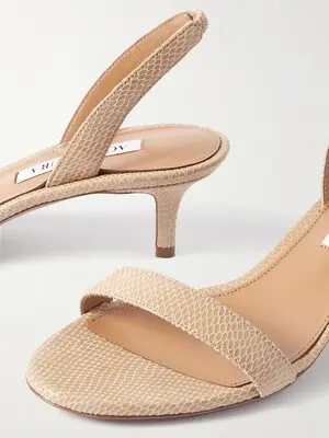 AQUAZZURA So Nude 50 Snake-effect Leather Slingback Sandals