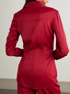 Another Tomorrow Satin-crepe Slim Fit Shirt