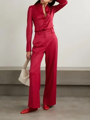 Another Tomorrow Wool-blend Wide-leg Trousers