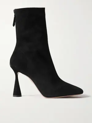 AQUAZZURA Amore 95 Suede Ankle Boots - Black