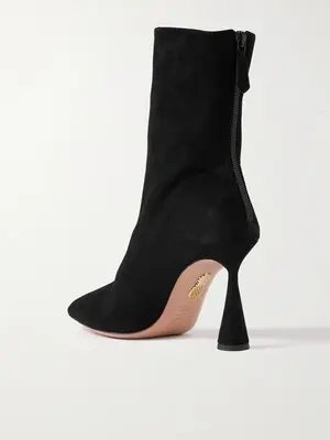 AQUAZZURA Amore 95 Suede Ankle Boots - Black