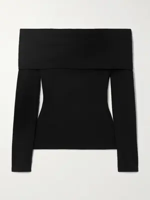 Another Tomorrow Off-the-shoulder Supima Cotton-jersey Top - Black