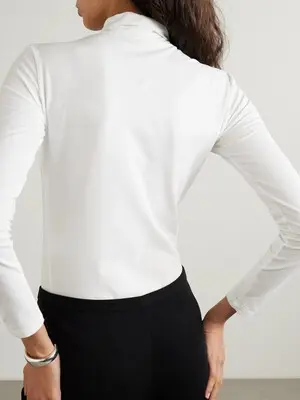 Another Tomorrow Stretch-cotton And Lyocell-blend Jersey Turtleneck Bodysuit