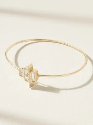 MELISSA JOY MANNING Cityscape 14 Karat Recycled Aquamarine, And Diamond Cuff - Gold