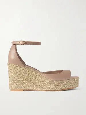 STUART WEITZMAN Nudistia Leather Espadrille Wedge Sandals