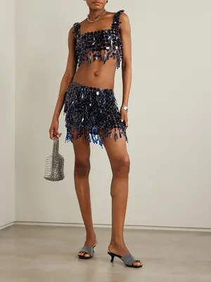 Rabanne Assemblage Sequined Cropped Top
