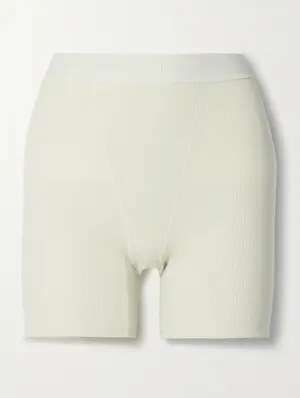 SKIMS Skims Cotton Collection Ribbed Boxer Shorts Cream