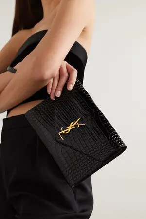 Saint Laurent Cassandre Croc-effect Pouch