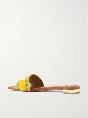 AQUAZZURA Sicily Beaded Leather Slides