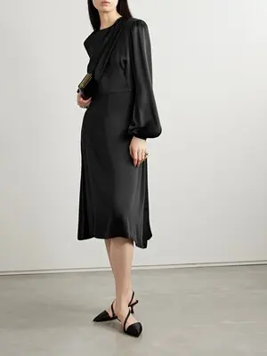 Stella McCartney Draped Duchesse-satin Midi Dress