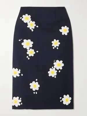 SHUSHU/TONG Embellished Wool-blend Midi Skirt - Blue