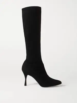 Manolo Blahnik Pamfilo 90 Stretch-suede Knee Boots