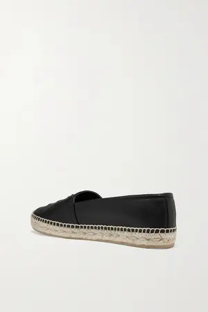 Saint Laurent Cassandre Logo-embossed Leather Espadrilles - Black
