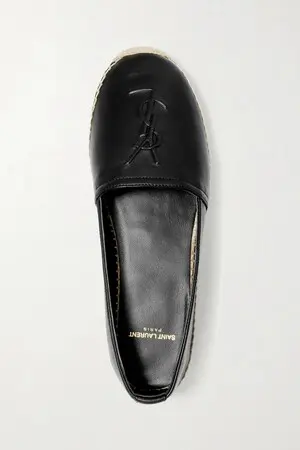 Saint Laurent Cassandre Logo-embossed Leather Espadrilles - Black