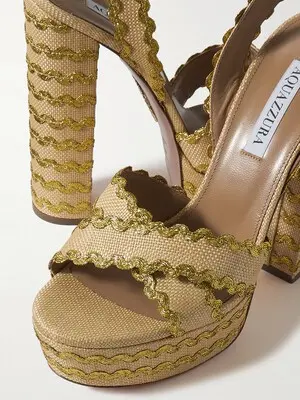 AQUAZZURA Ric Rac 140 Raffia Platform Sandals