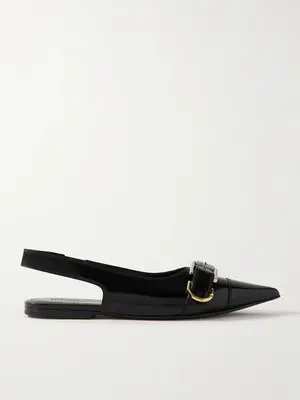 Givenchy Voyou Buckled Leather Slingback Flats
