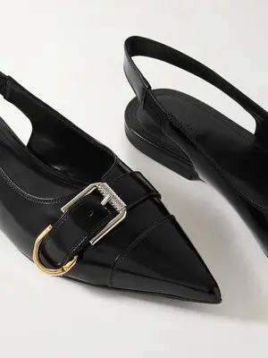 Givenchy Voyou Buckled Leather Slingback Flats