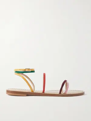 AMANU The Constantia Leather-trimmed Suede Sandals