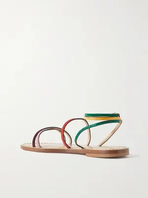 AMANU The Constantia Leather-trimmed Suede Sandals