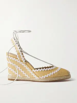 AQUAZZURA Ric Rac 85 Raffia Wedge Espadrilles - Neutrals