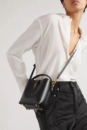 Saint Laurent Le 37 Mini Leather Bucket Bag - Black