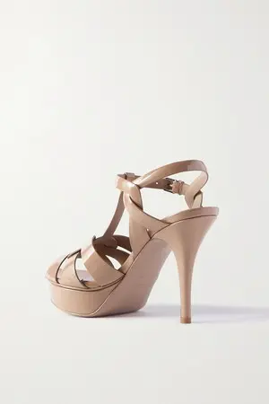 Saint Laurent Tribute Woven Patent-leather Platform Sandals