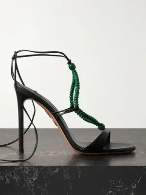 AQUAZZURA Amalfi 105 Beaded Leather Sandals